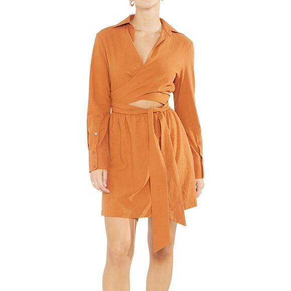 Sovere | Bags | New Sovere Alto Wrap Shirt Dress In Ginger | Poshmark